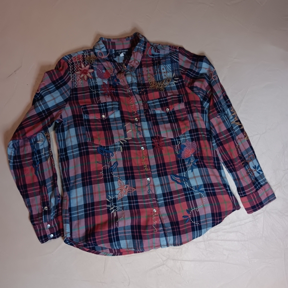 Johnny Was | Shirts | Johnny Was Red And Blue Plaid Buttonup Shirt | Poshmark